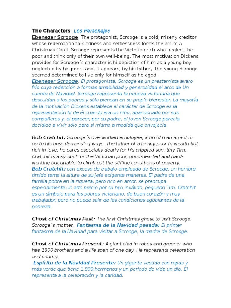 The Characters "A Christmas Carol" | PDF | Un villancico | Ebenezer Scrooge