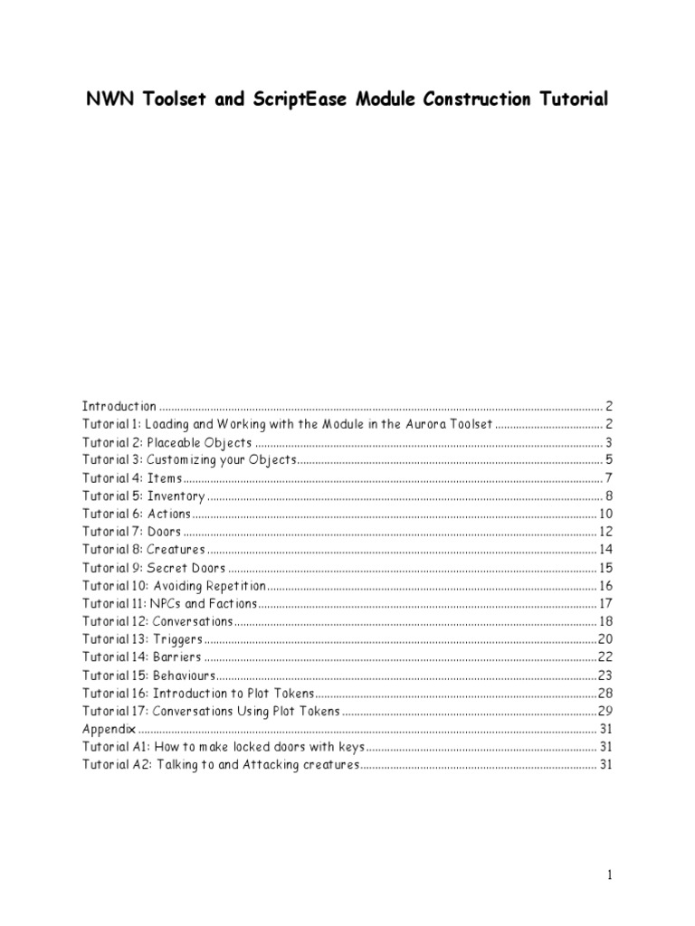NWN Toolset and Scriptease Module Construction Tutorial | PDF | Double ...
