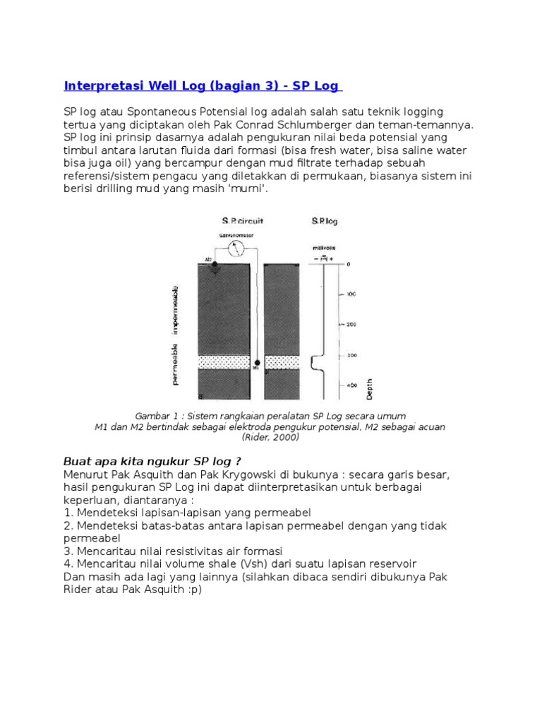 Interpretasi Well Log - SP Log | PDF
