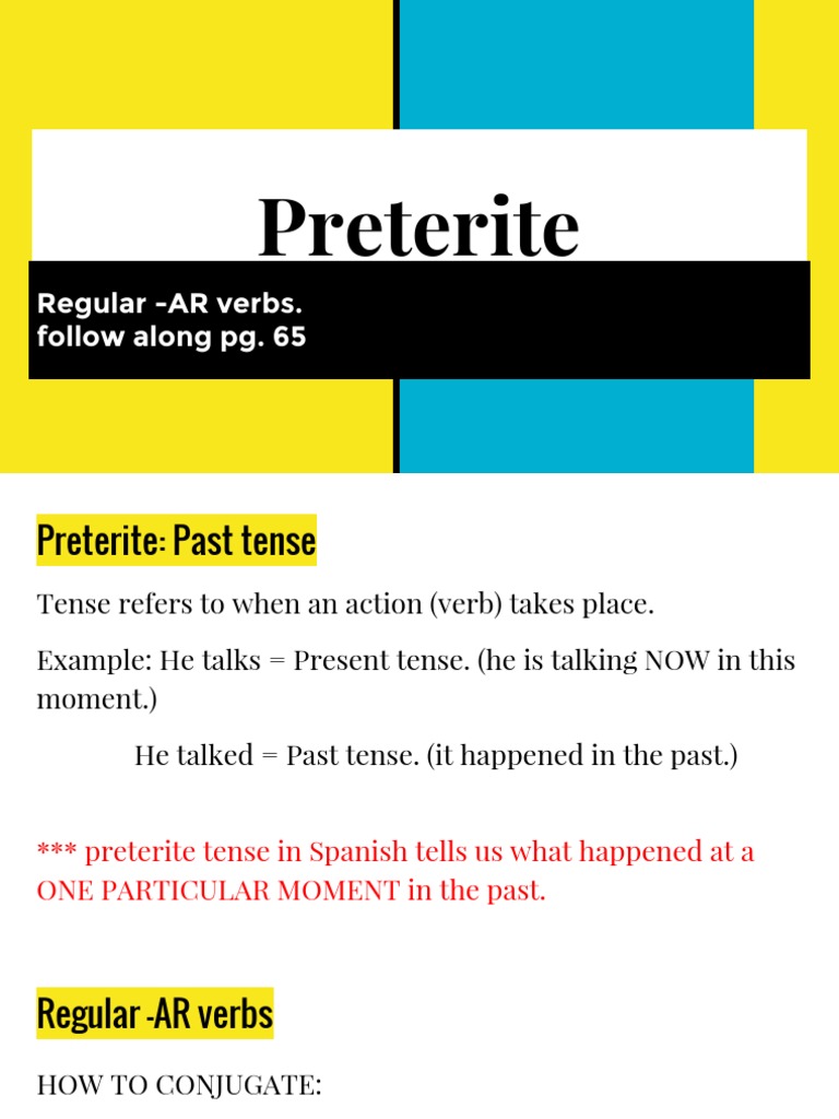 Preterite Regular Ar Verbs | PDF
