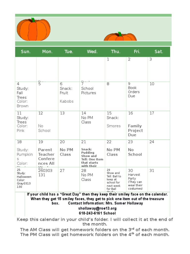 October Classroom Activities Calendar | PDF