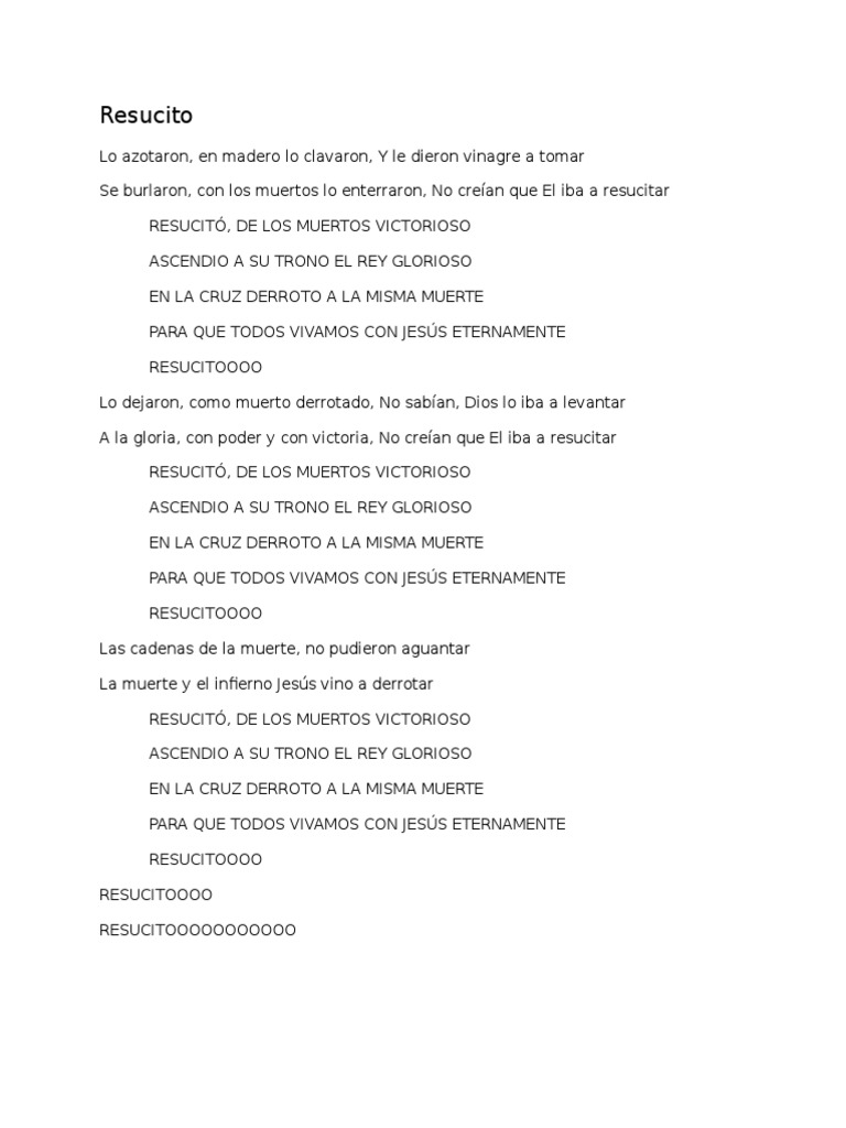 Letra Cancion Resucito | PDF