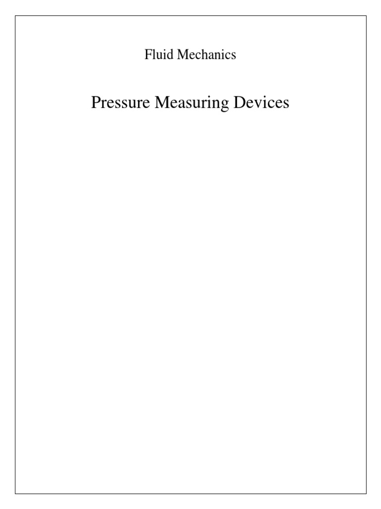 Pressure Measuring Devices | PDF | Pressure Measurement | Surface Tension