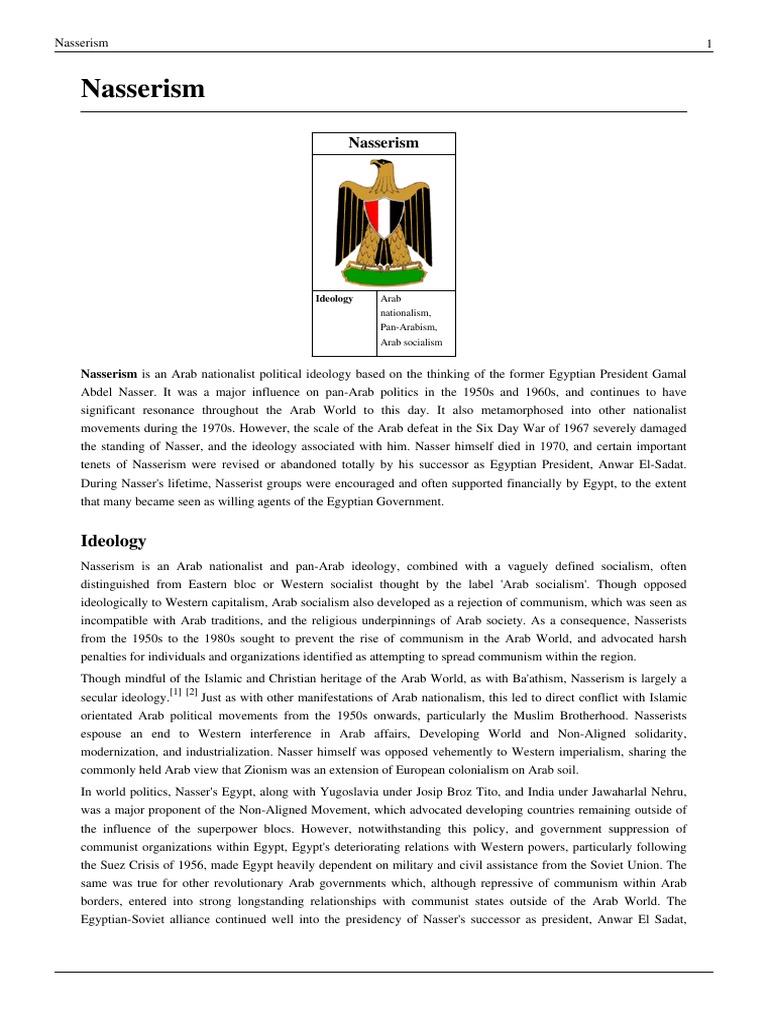 Nasserism: Arab Nationalism and Socialism | PDF | Ideologies | Middle East