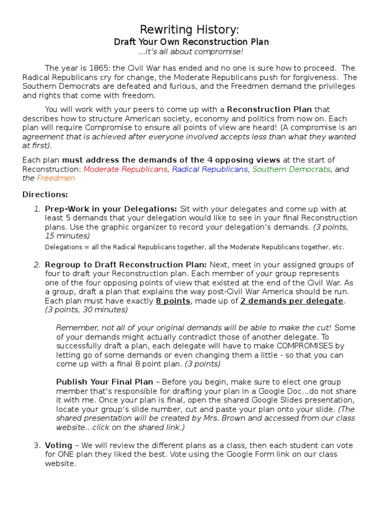Draft Your Own Reconstruction Plan 2015 | PDF | Reconstruction Era ...