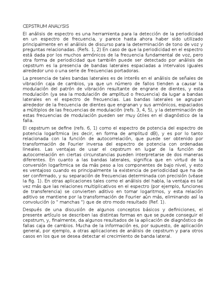 Cepstrum Analysis | PDF | Densidad espectral | Ingenieria Eléctrica