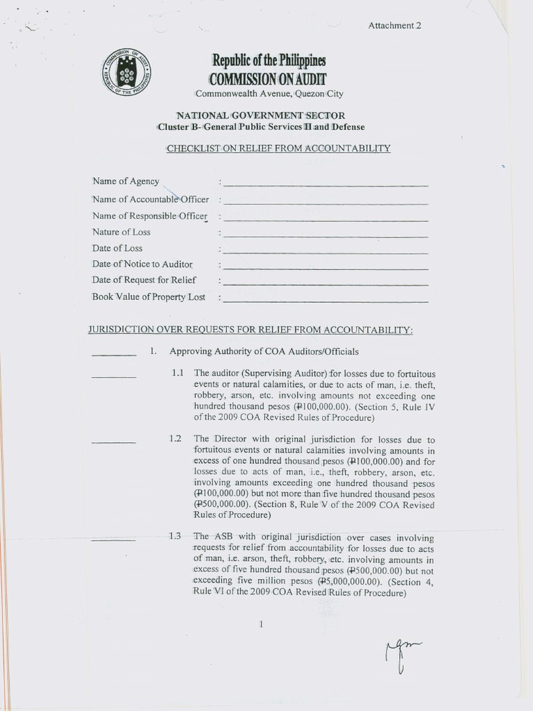 COA - Relief From Accountability0001 | PDF