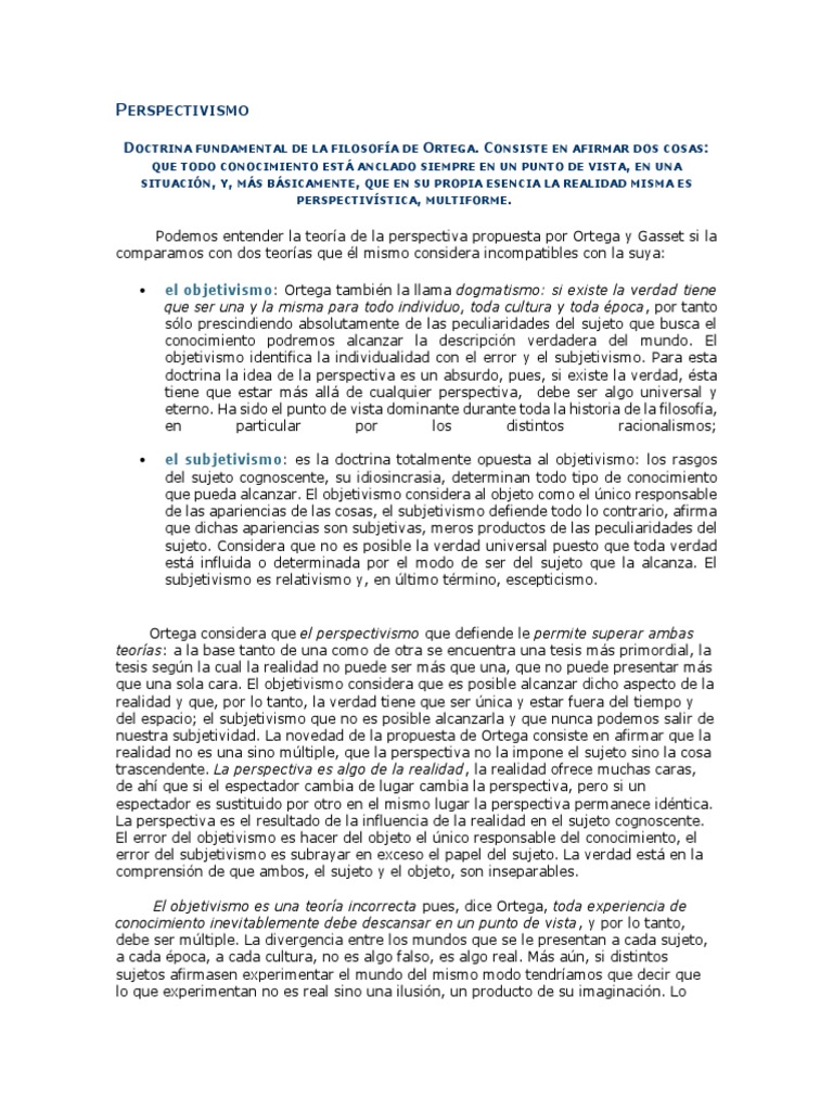 Perspectivismo en Nietzsche y Ortega y Gasset | PDF | Verdad | Realidad