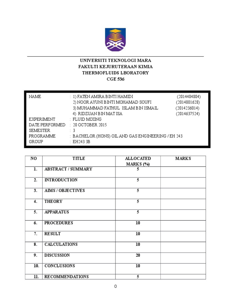 Thermofluids Lab: Fluid Mixing | PDF | Classical Mechanics | Dynamics ...