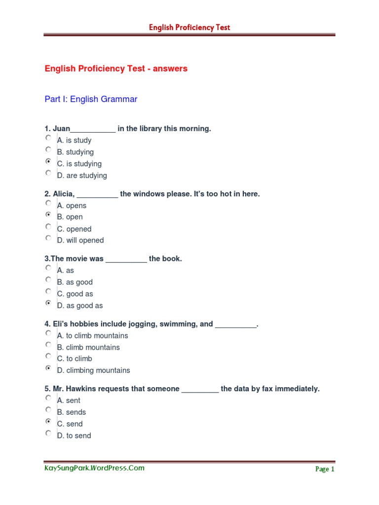 English Proficiency Test Answers Pdf Pdf