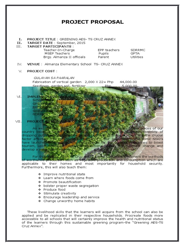 Greening AES-TS Cruz Annex Proposal | PDF | Wellness | Medical