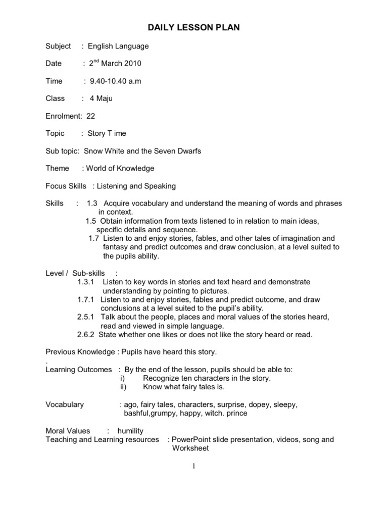 4th Grade English Lesson Plan | PDF