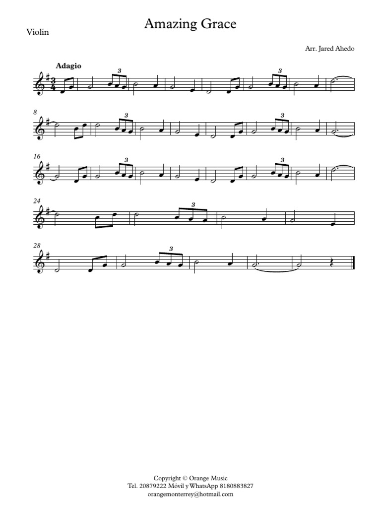 Amazing Grace Violin Piano Cello - Parts | PDF