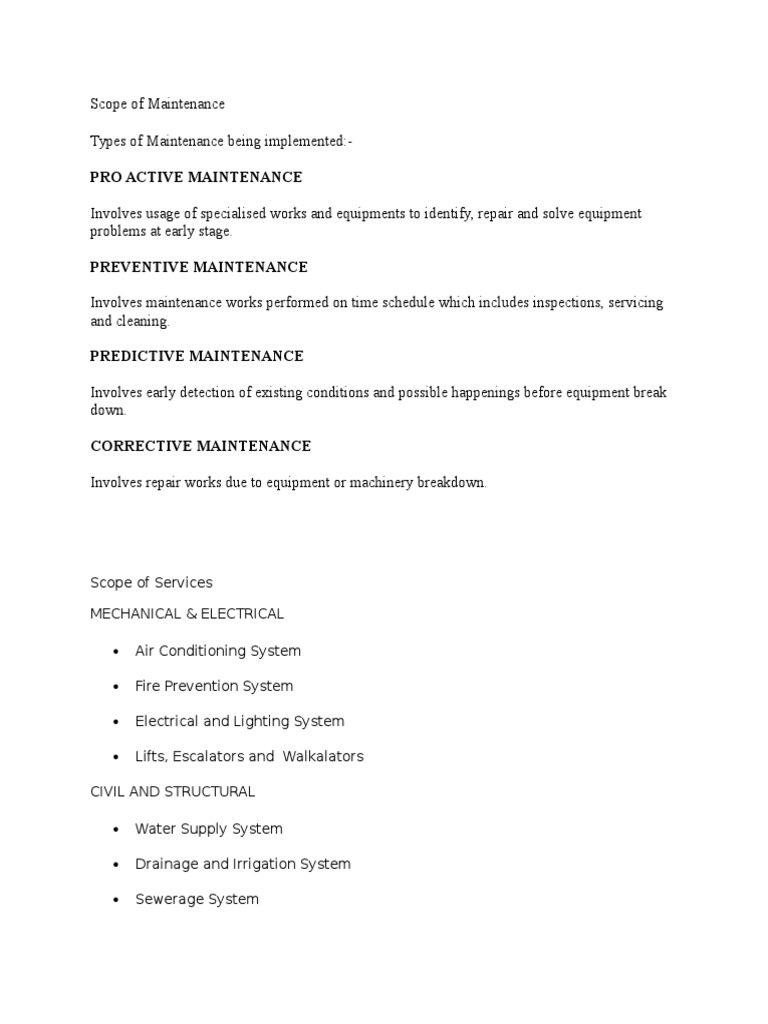 Scope of Maintenance | PDF