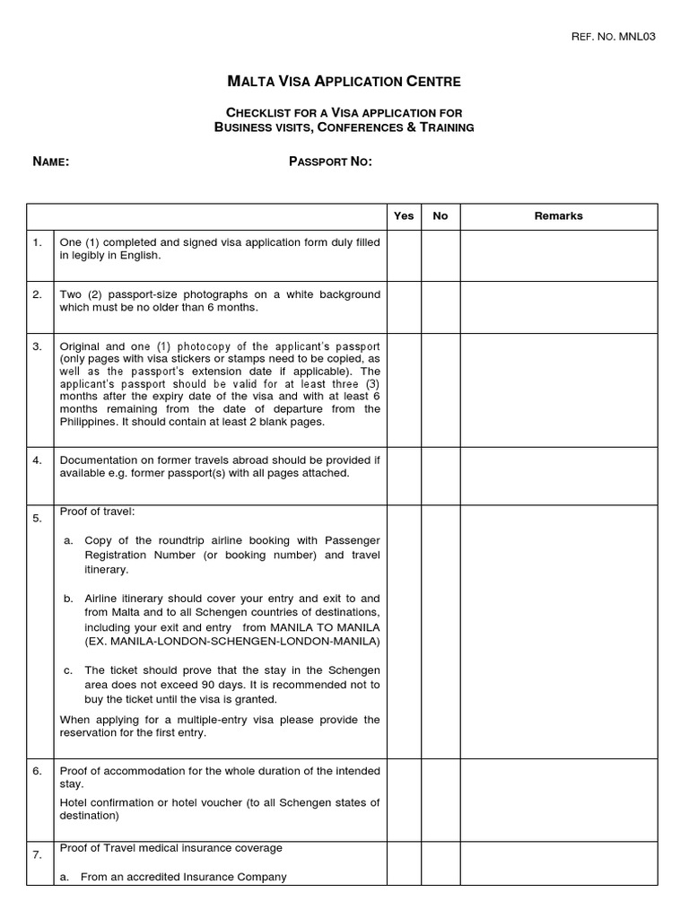 Malta Visa Application Form | PDF
