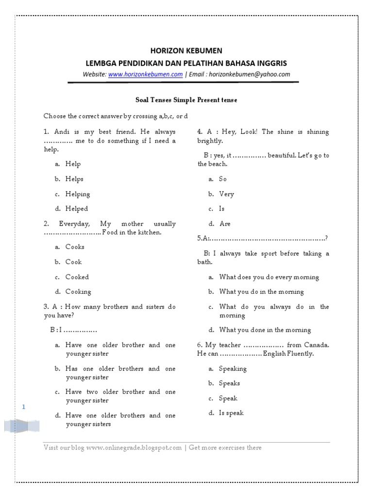 Simple Present Tense Exercises | PDF