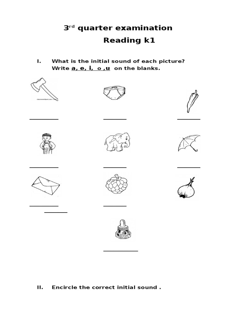 Kindergarten Phonics Exam Guide | PDF