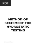 Hydrostatic Testing Procedure | PDF | Water | Civil Engineering