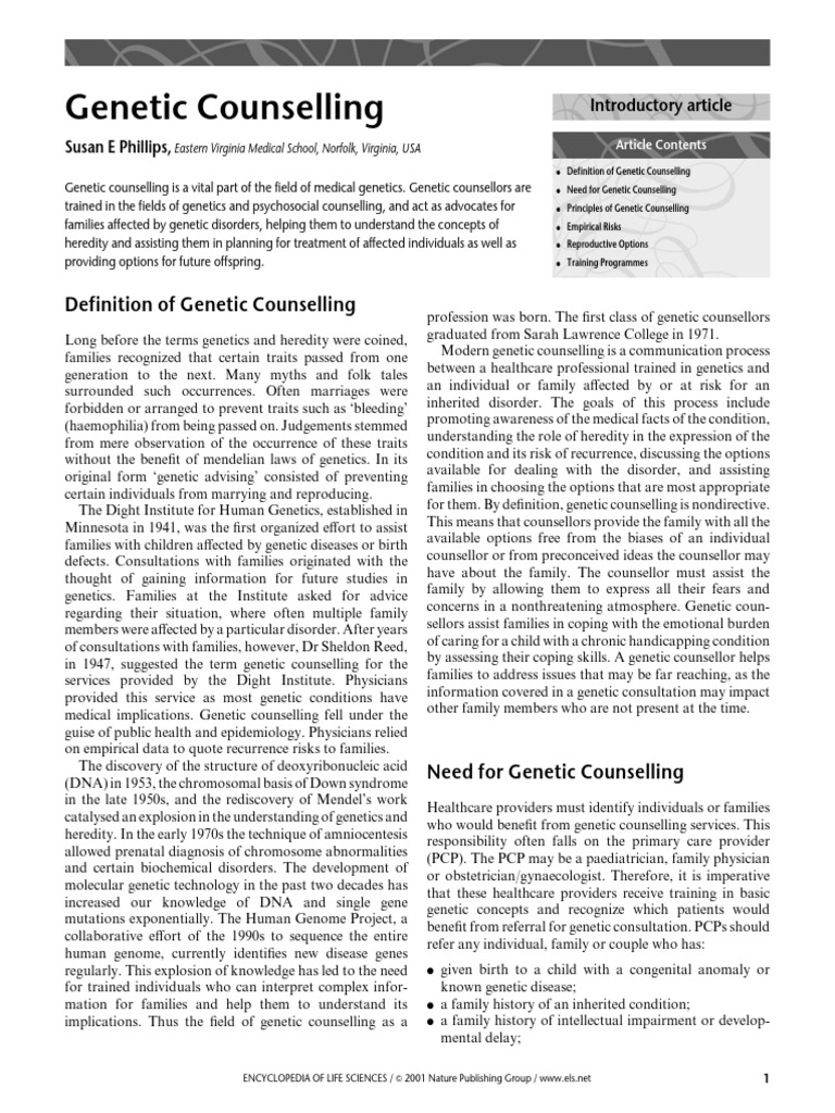 Definition of Genetic Counselling | PDF | Wellness