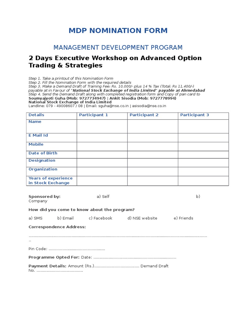 MDP Nomination Form: Management Development Program | PDF