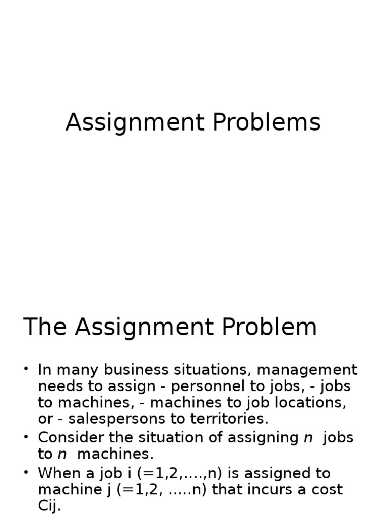 Ch-4 Assignment Problems | PDF | Computational Science | Algorithms And ...