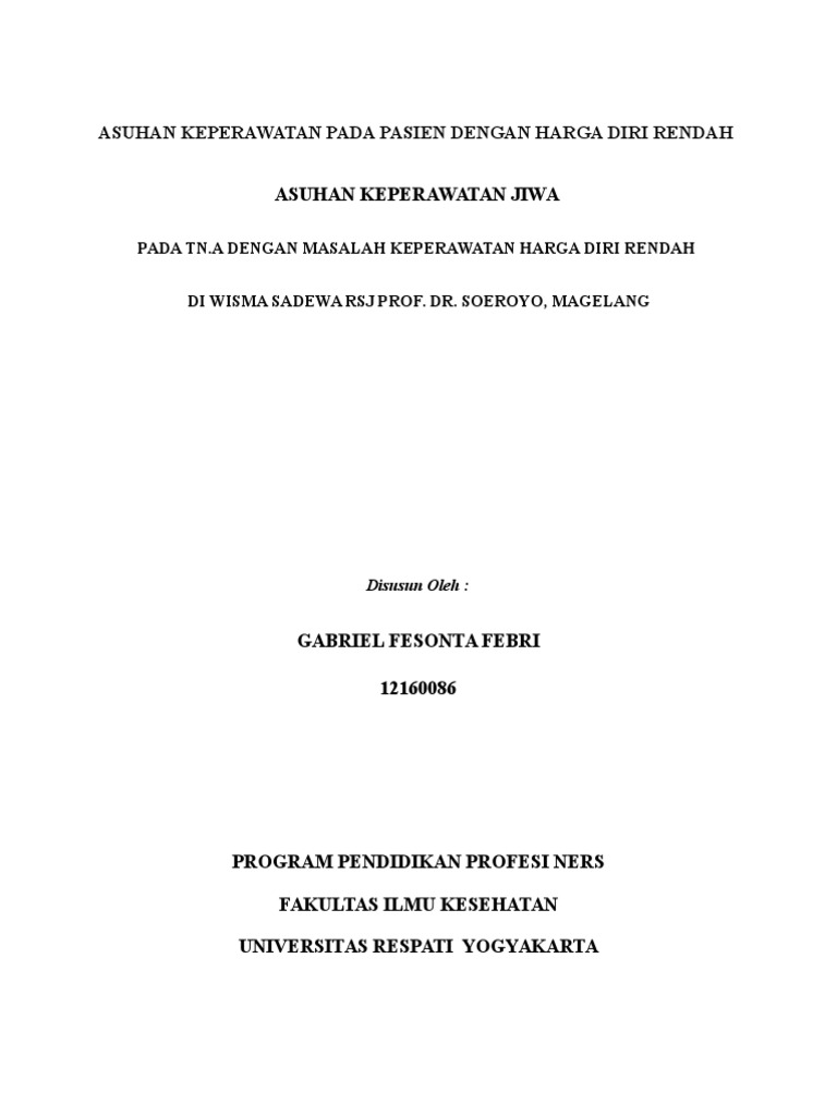 Asuhan Keperawatan Pada Pasien Dengan Harga Diri Rendah | PDF