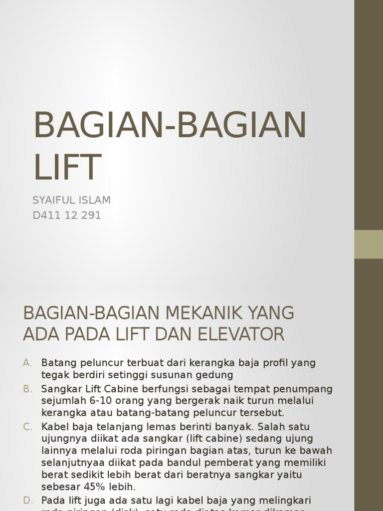Bagian-Bagian Dalam Lift | PDF