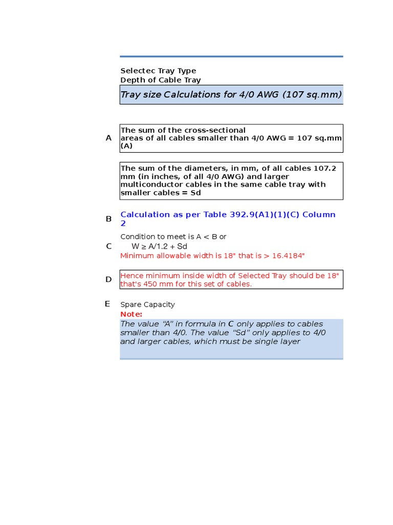 UEP - Tray Sizing As Per NEC-392.9 | PDF
