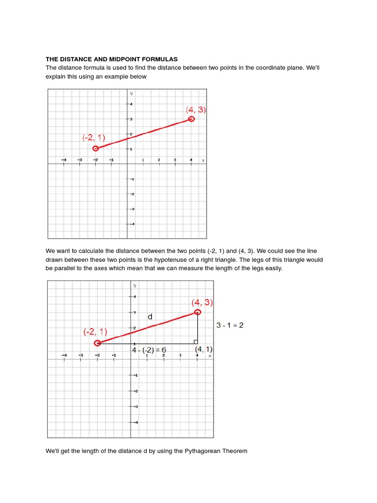 Distance and Midpoint Formulas Explained | PDF | Slope | Function ...