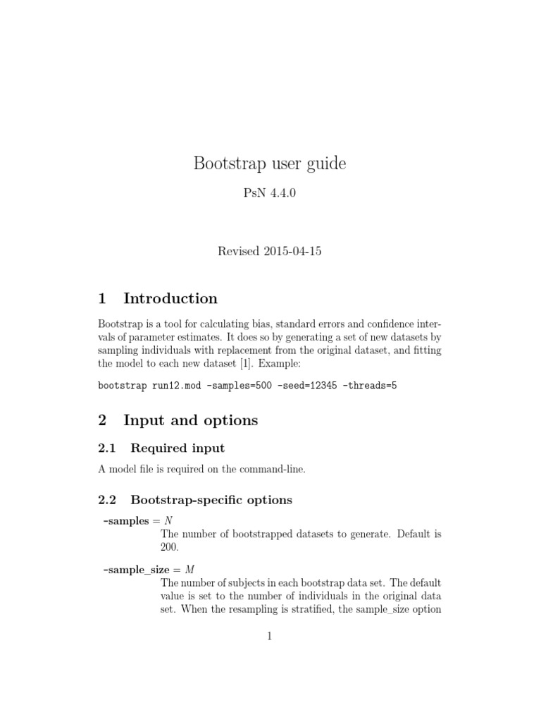 Bootstrap user guide: How to use PsN 4.4.0's bootstrapping tool | PDF | Bootstrapping ...