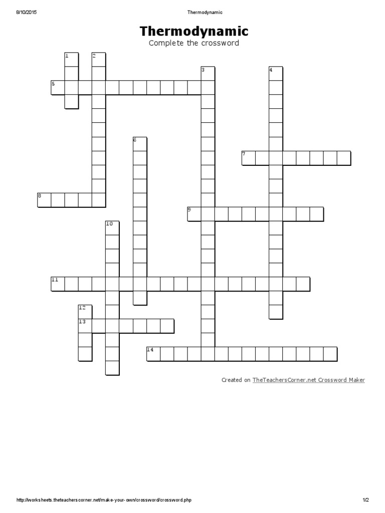Thermodynamics Crossword Puzzle | PDF