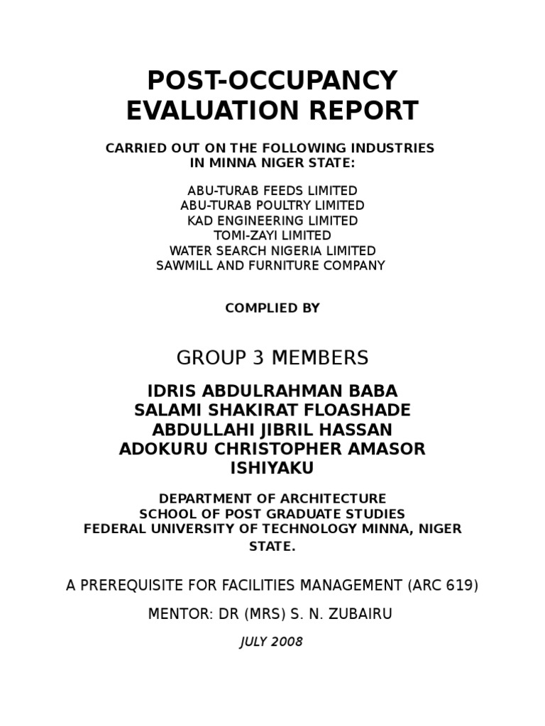 POE Facilities | Questionnaire | Evaluation