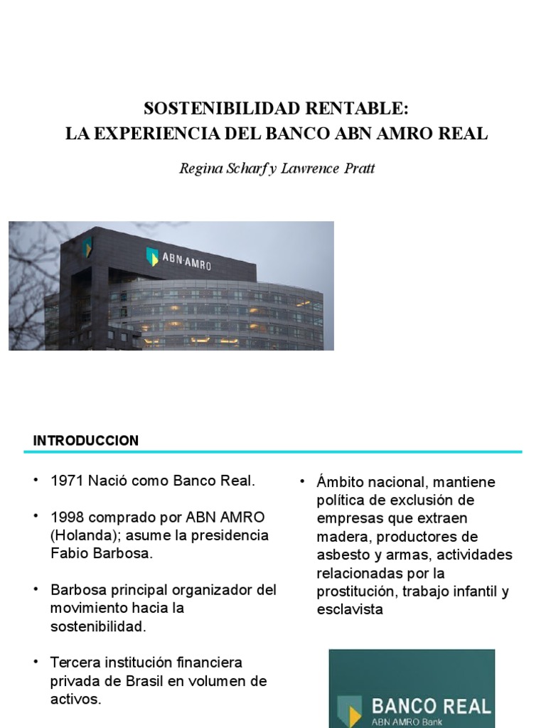 Sostenibilidad en Banco ABN AMRO Real | PDF | Bancos | Sustentabilidad