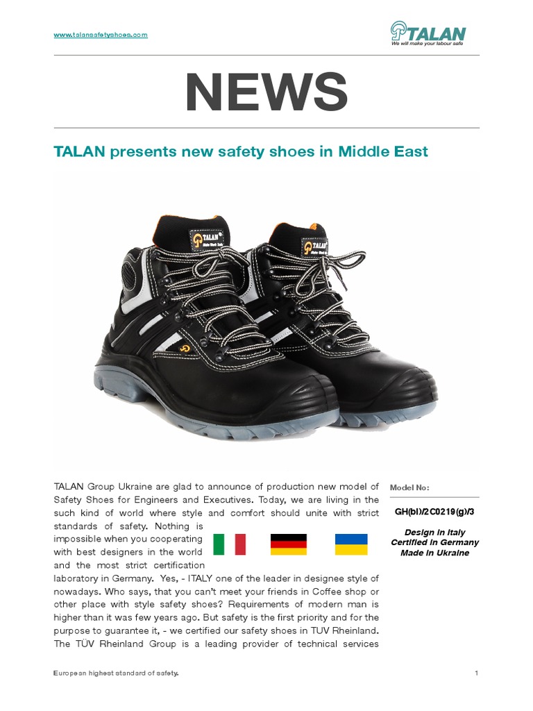 TALAN Presents New Safety Shoes in Middle East: 1 European Highest ...