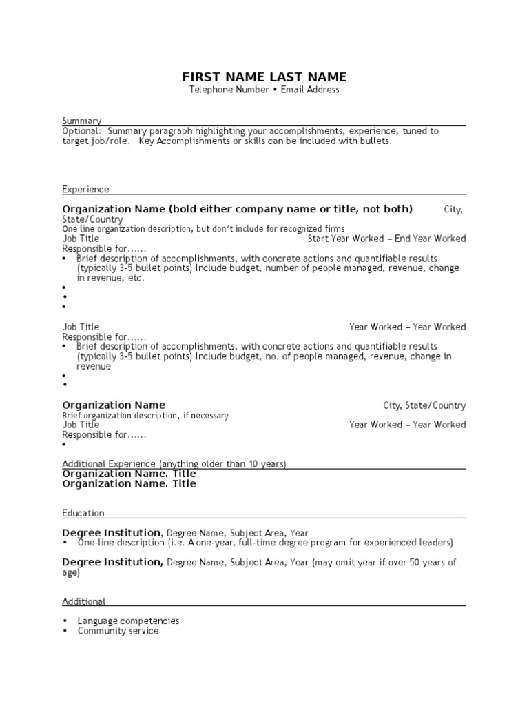 Stanford Resume Template