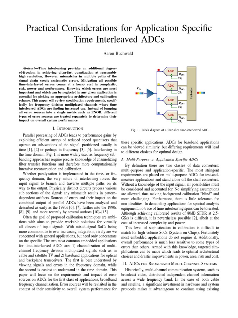 Time Interleaved Adcs | PDF | Analog To Digital Converter | Signal To Noise Ratio