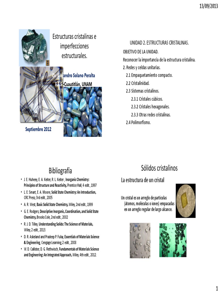 Estructuras y Defectos e Imperfecciones Estructurales | PDF ...