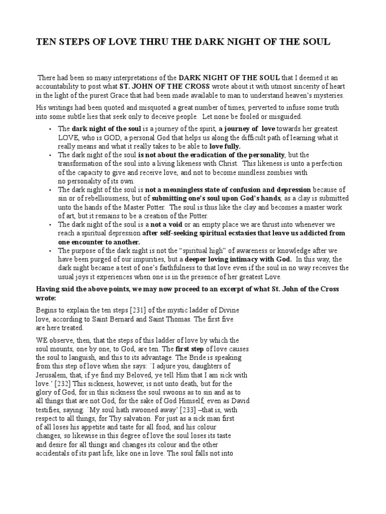 Ten Steps of Love Thru The Dark Night | PDF | Soul | Heaven