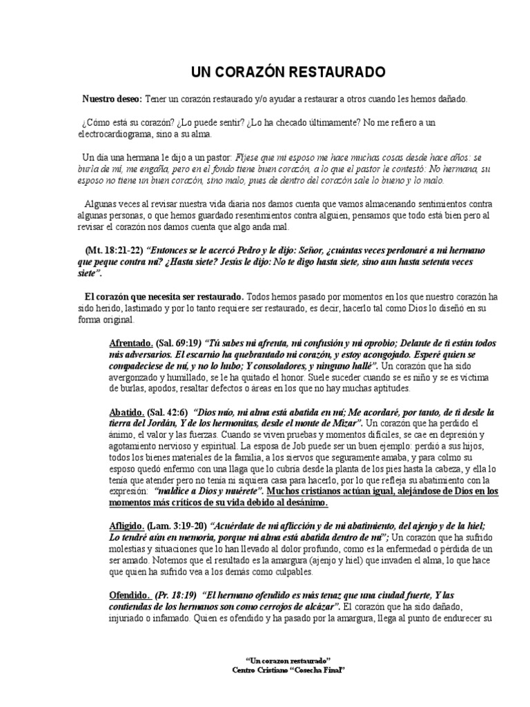 Un Corazon Restaurado | PDF | Pecado | Oración