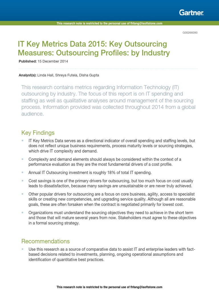 It Key Metrics Data 2015 Key 266090 | PDF | Benchmarking | Performance ...
