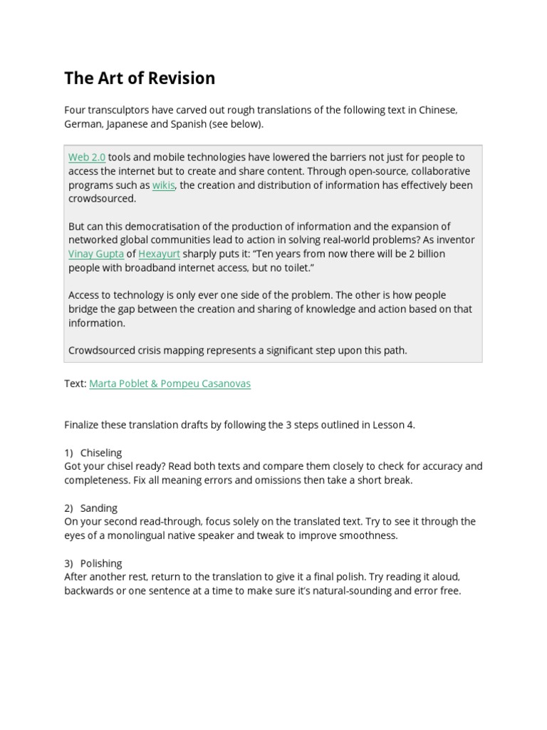 04 The Art of Revision Exercise | PDF | Communication | Cyberspace