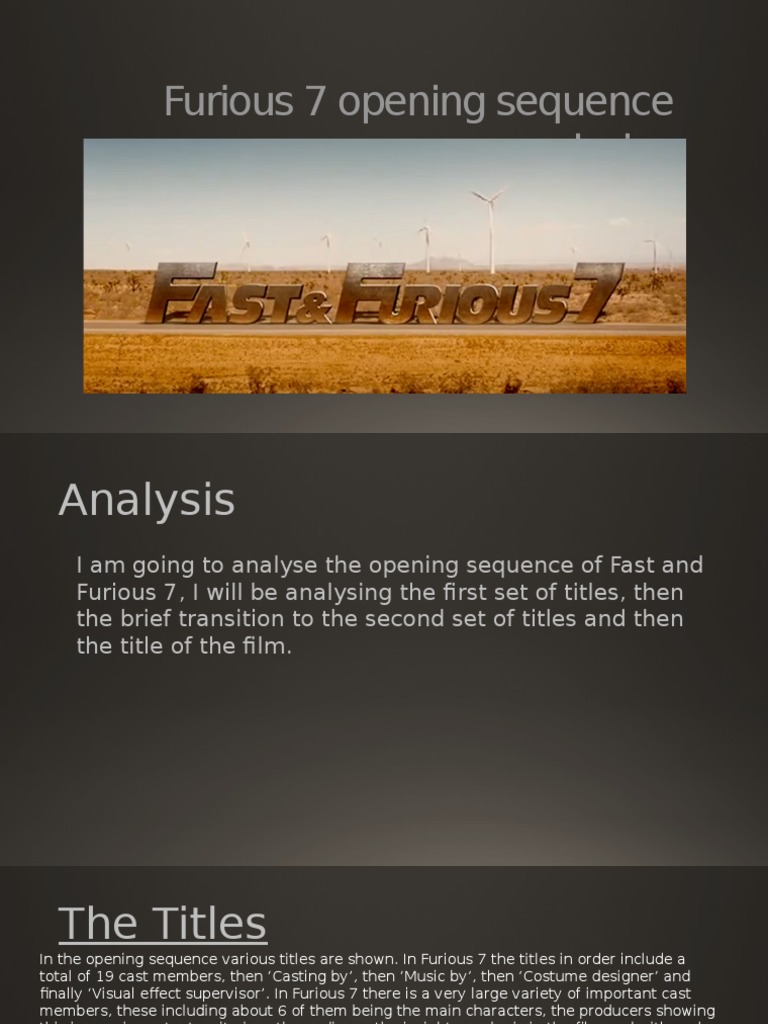 Furious 7 Opening Sequence Analysis | PDF | Sans Serif | Narrative