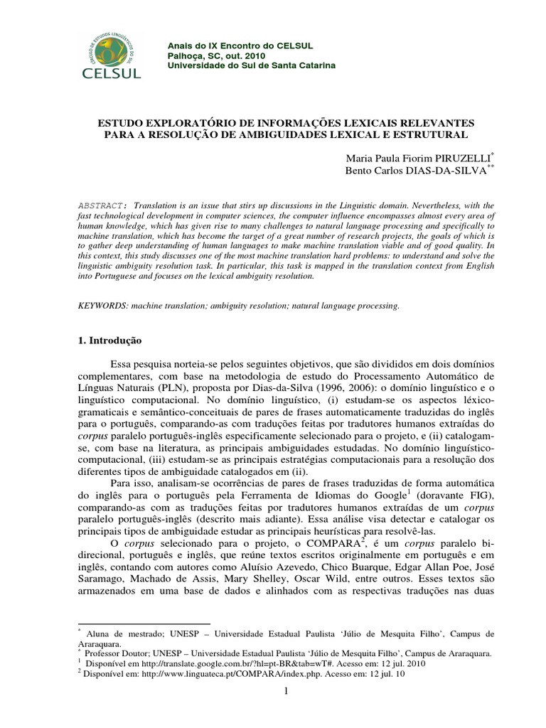 Ambiguidade Estrutural - Tipos de Ambiguidade | PDF | Linguagem natural ...