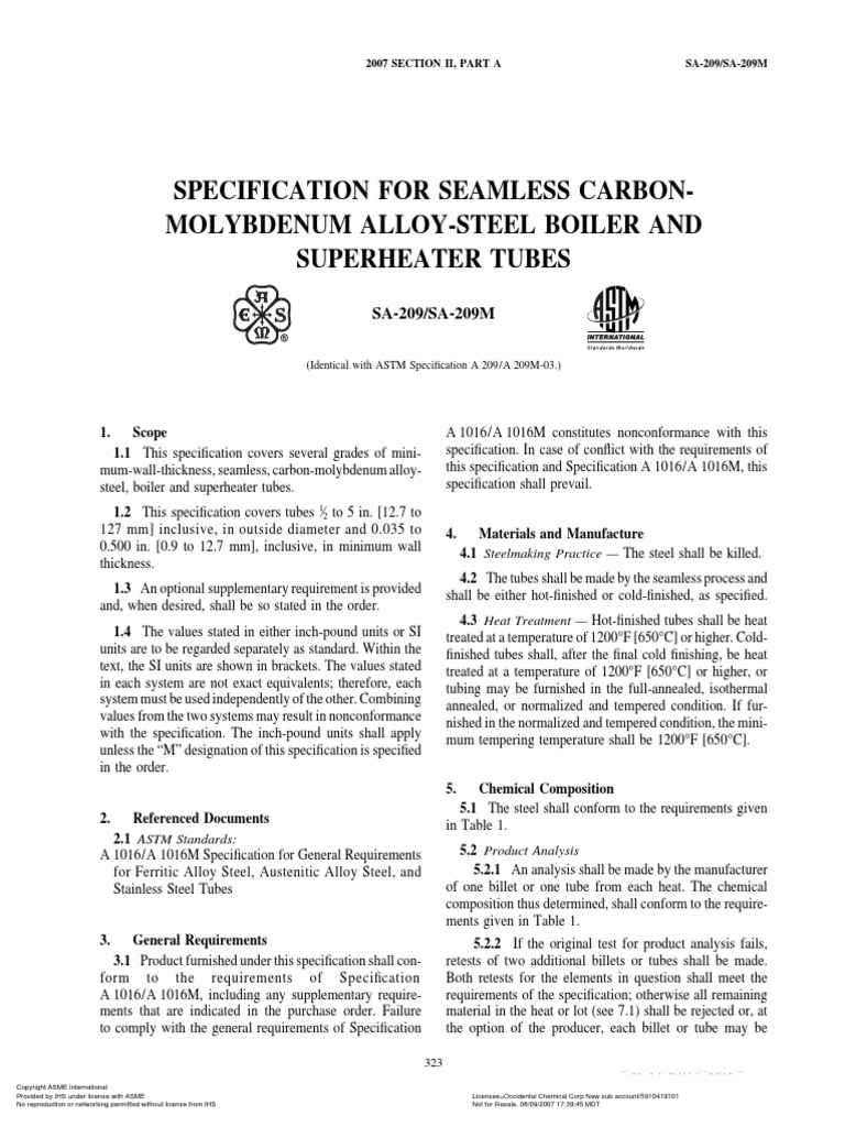 Asme Section II A Sa-209 Sa-209m | PDF | Heat Treating | Specification ...