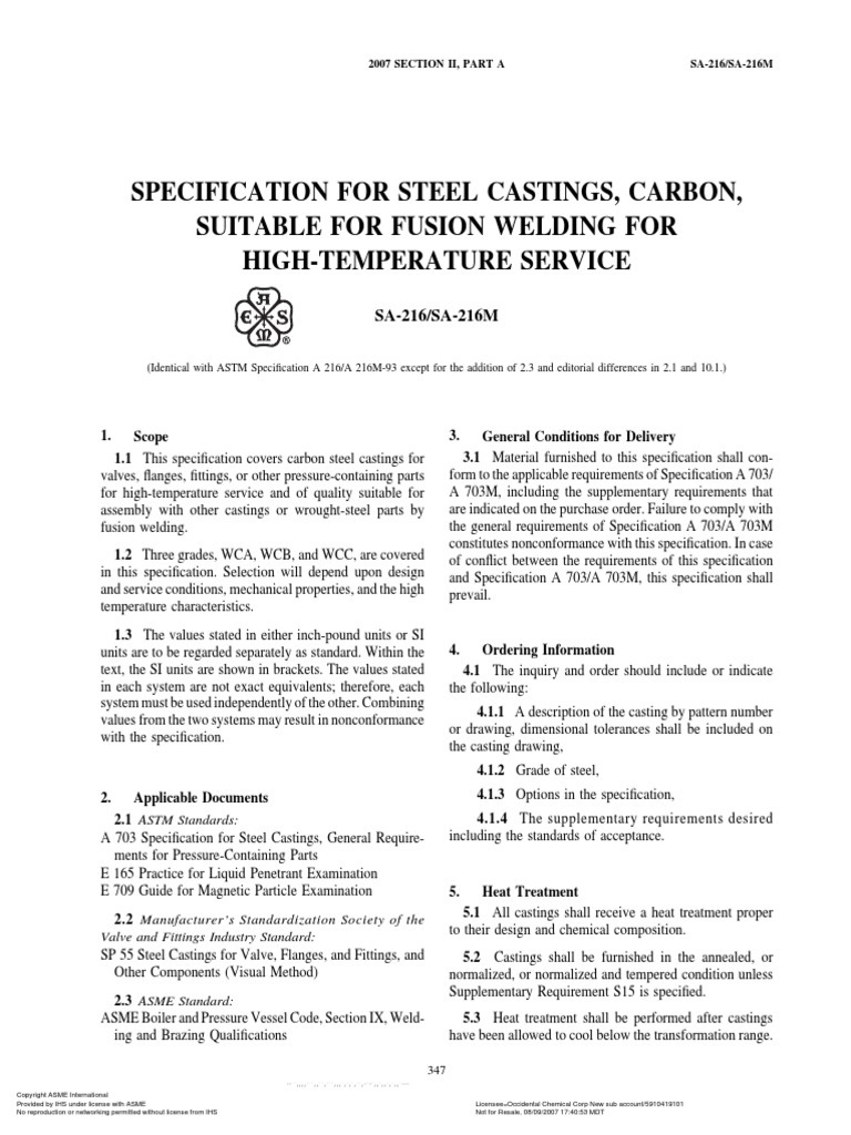 Asme Section II A Sa-216 Sa-216m | PDF | Heat Treating | Casting ...