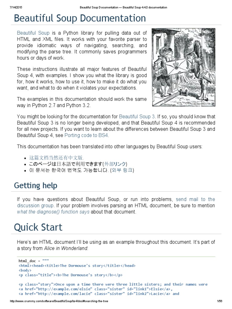 Beautiful Soup Documentation - Beautiful Soup 4.4 | PDF | Html Element ...