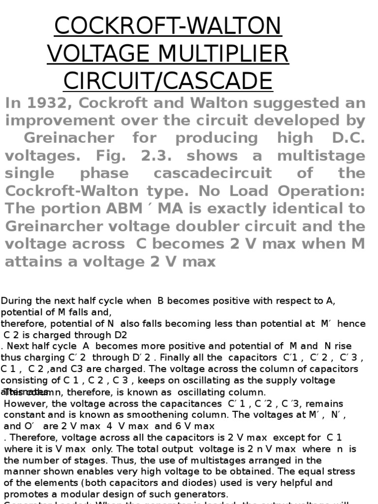 14-Cockroft-Walton Voltage Multiplier Circuit | PDF