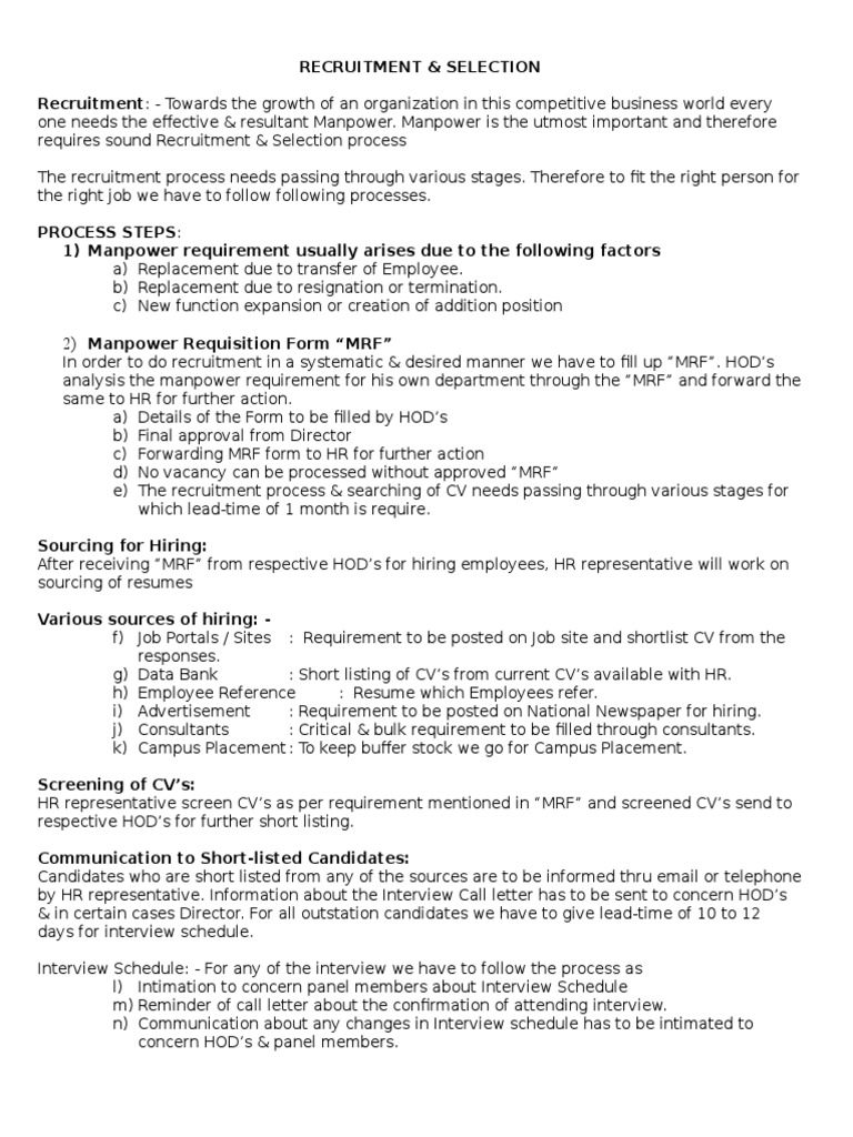 A Comprehensive Guide to Recruitment and Selection: From Manpower ...