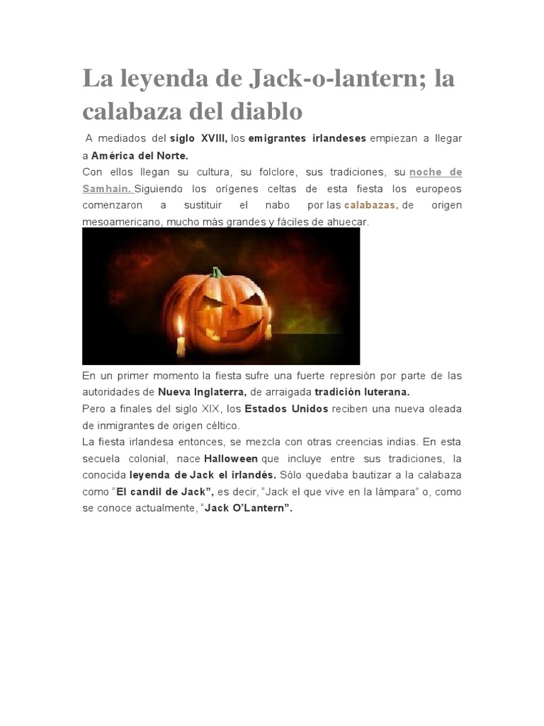 La Leyenda de Jack | PDF | Víspera de Todos los Santos | Religión y ...