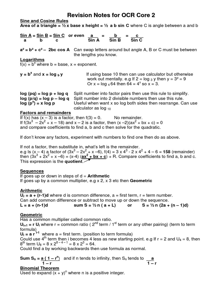 C2 Revision | PDF | Trigonometric Functions | Sine